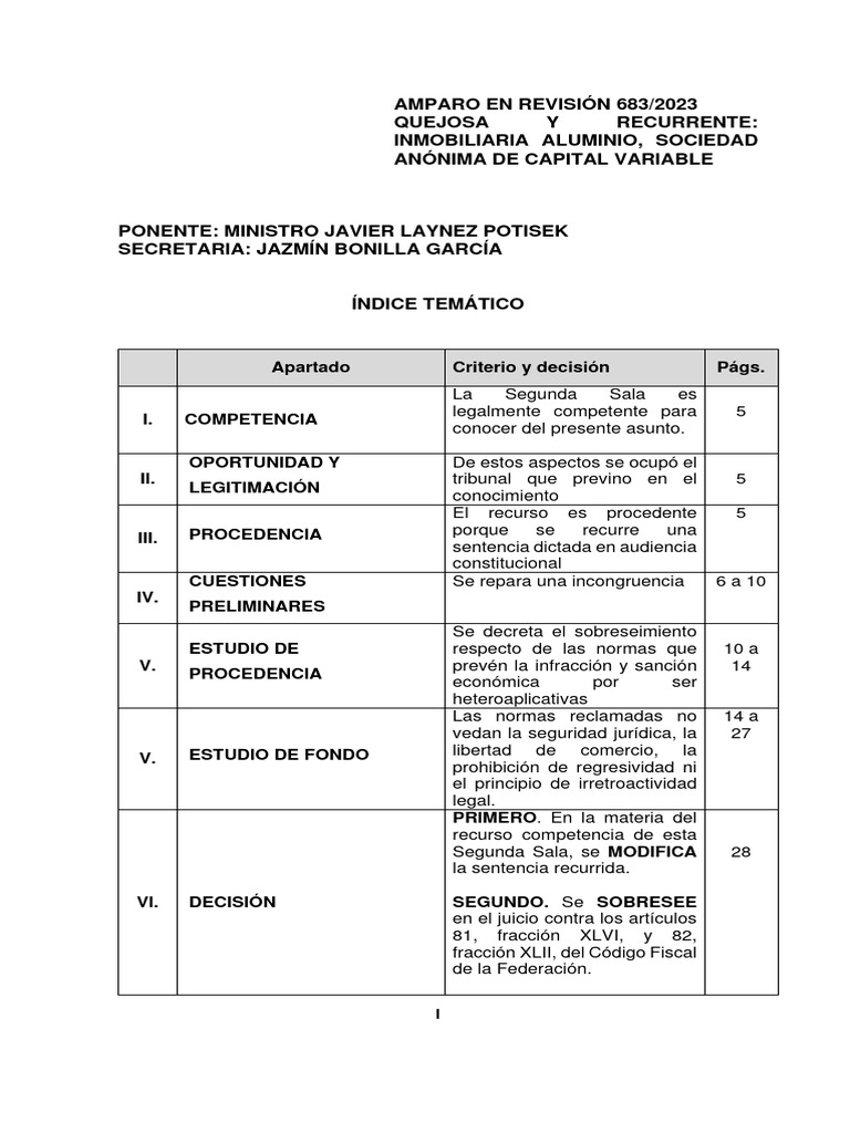 Revisión de Amparo: Inmobiliaria Aluminio | PDF | Caso de ley | Sentencia (ley)