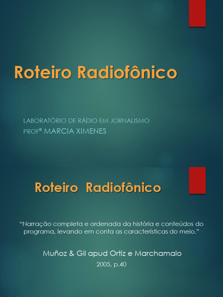 Aula - Roteiro Radiofônico | PDF | Roteiro | Rádio