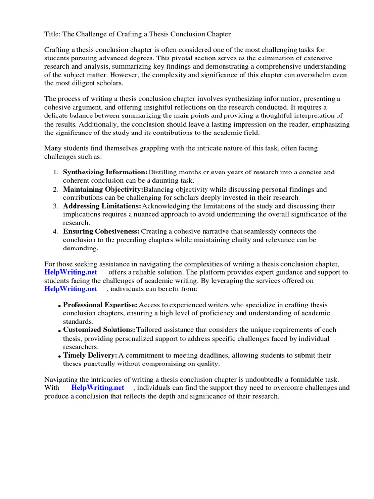 How To Write Thesis Conclusion Chapter | PDF | Thesis | Essays