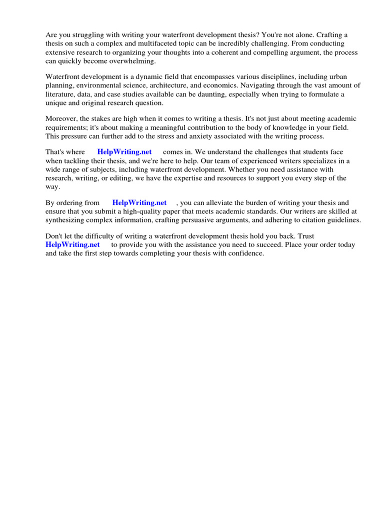 Waterfront Development Thesis | PDF