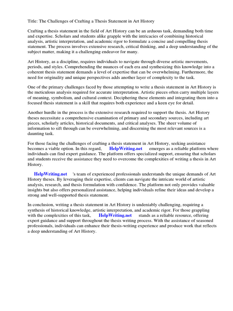 Writing A Thesis Statement Art History | Download Free PDF | Thesis ...