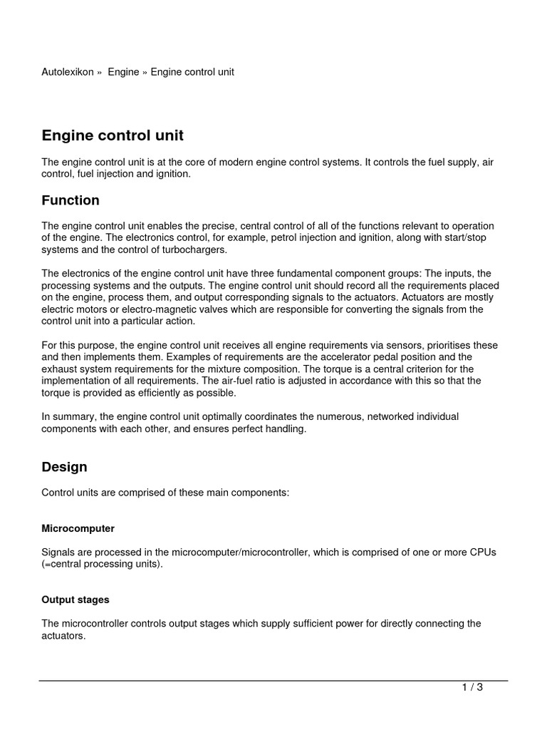 Engine Control Unit | PDF | Engines | Machines