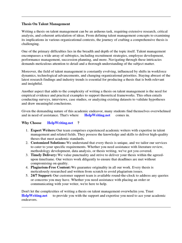 Thesis On Talent Management | PDF | Talent Management | Thesis