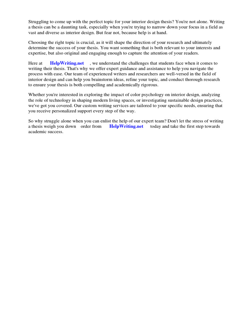 Interior Design Thesis Topics | PDF | Thesis | Psychology