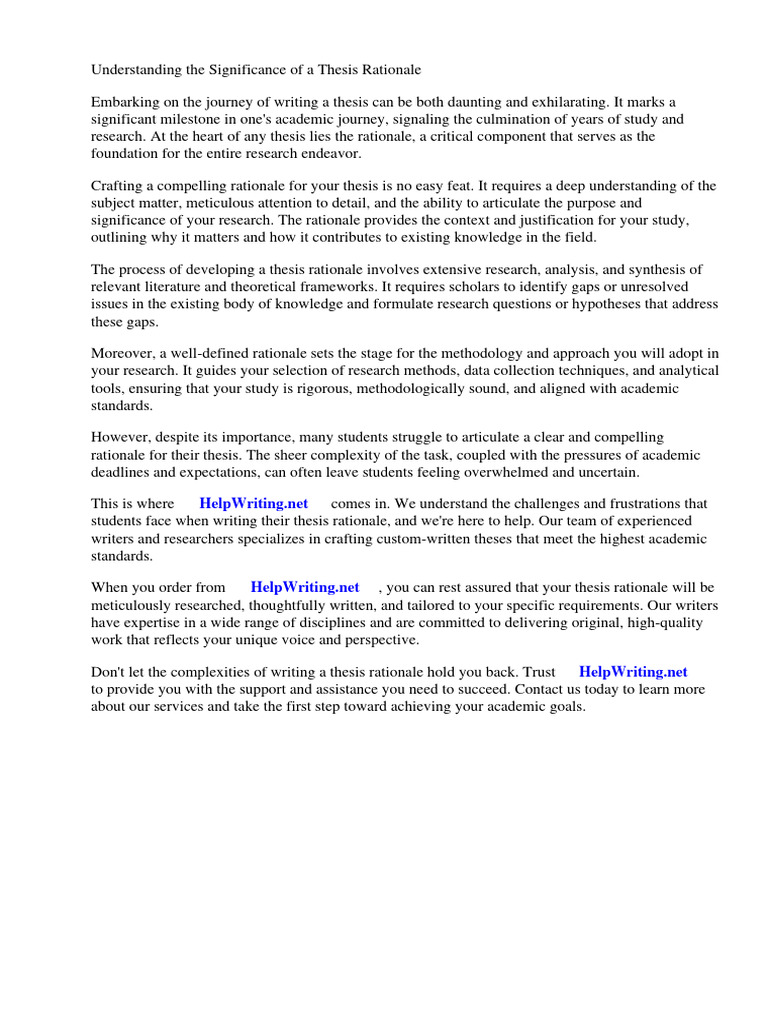 Thesis Rationale Meaning | PDF | Thesis | Cognition