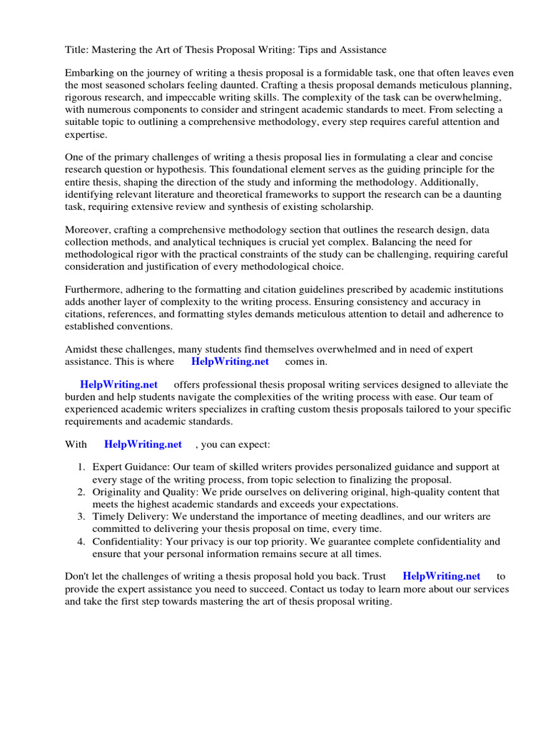 How To Write Thesis Proposal | PDF | Thesis | Methodology