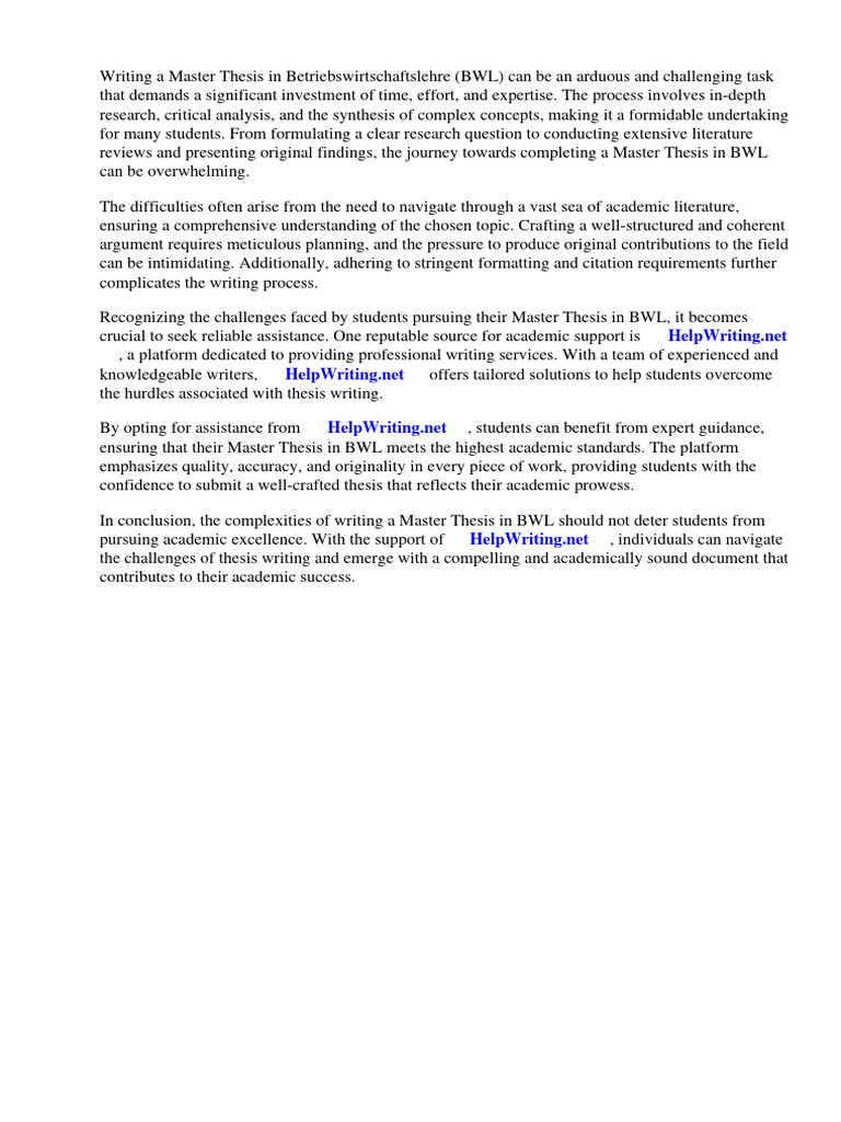 Master Thesis BWL | PDF