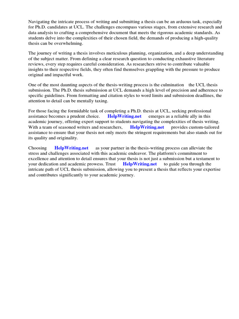 Ucl Thesis Submission PHD | PDF