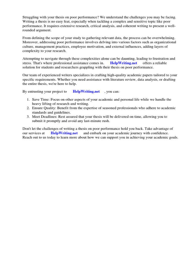 Thesis Help for Poor Performance Issues | PDF | Survey Methodology ...