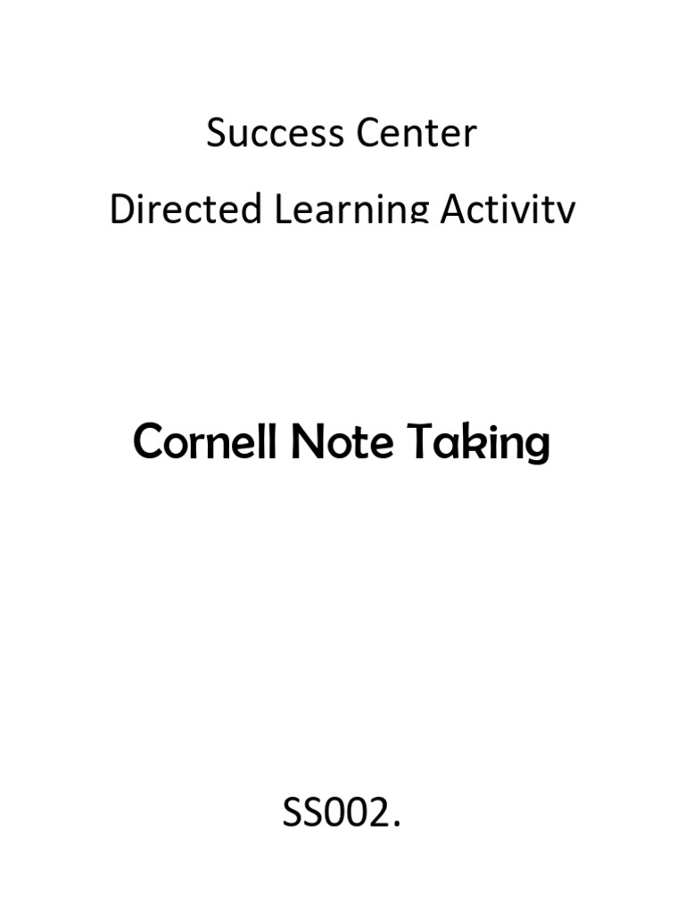 SS002.1Cornell_Note_Taking | PDF | Learning | Cognition
