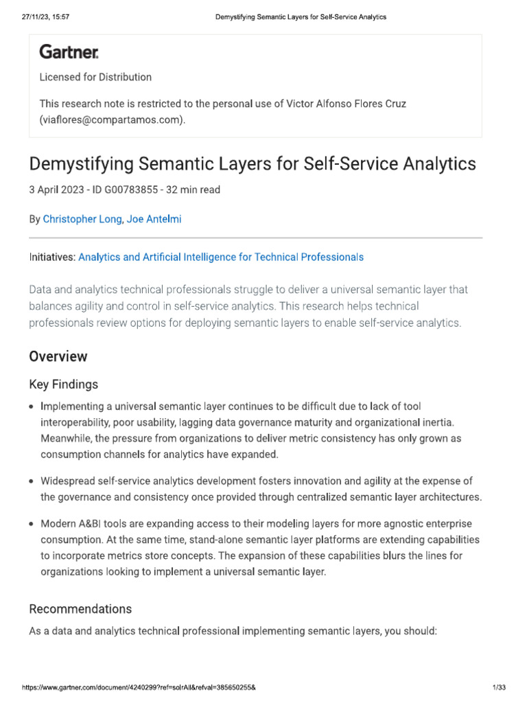 Demystifying Semantic Layers For Self-Service Analytics | PDF