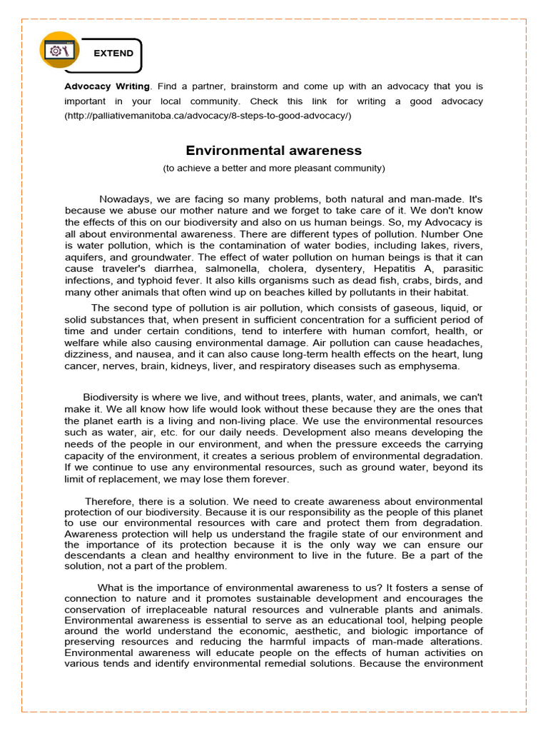 LESSON 9 Advocacy Writing | PDF | Natural Environment | Environmental ...