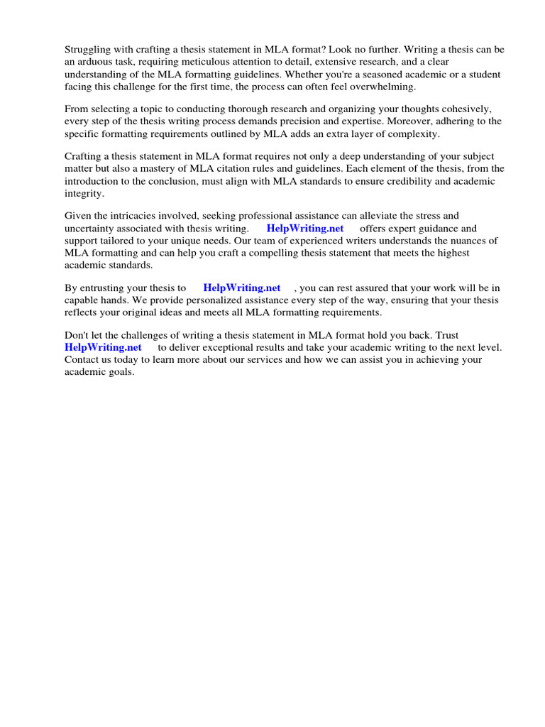 How To Write Thesis Statement in Mla Format | PDF | Citation | Thesis