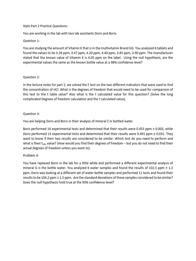 Stats Part 2 Practice Questions | PDF Stats Part 2 Practice Questions | PDF