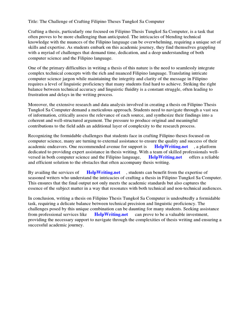 Filipino Thesis Tungkol Sa Computer | PDF | Tagalog Language | Human ...