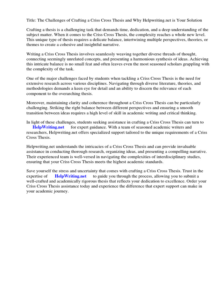 Criss Cross Thesis | PDF