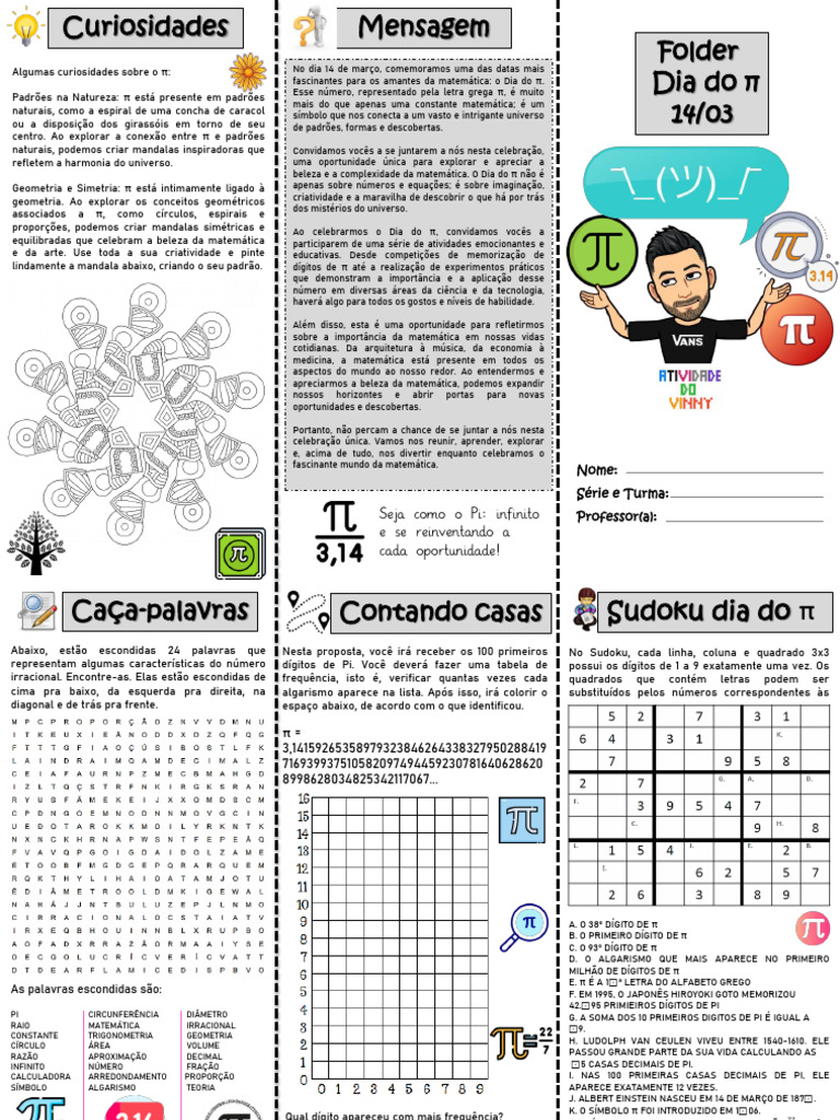 Folder Dia Da Matematica-Pi | PDF | Pi | Números
