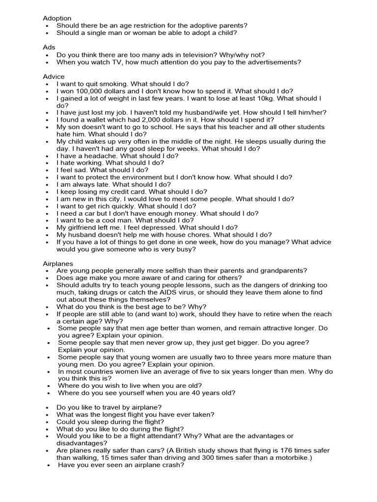 Conversation Questions | PDF