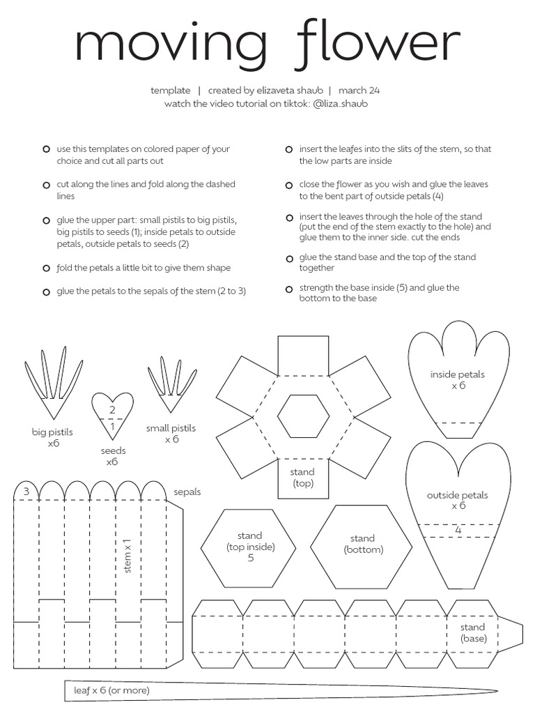 moving flower template | PDF | Petal | Botany