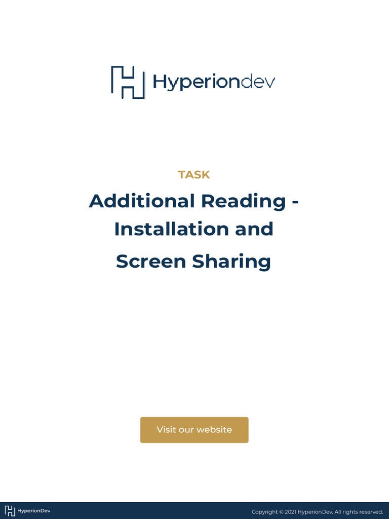 02-001 Additional Reading - Installation and Screensharing | PDF