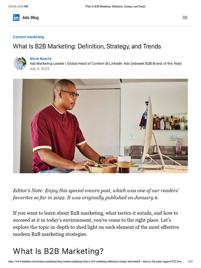 What Is B2B Marketing_ Definition, Strategy, and Trends | PDF | Marketing | Linked In