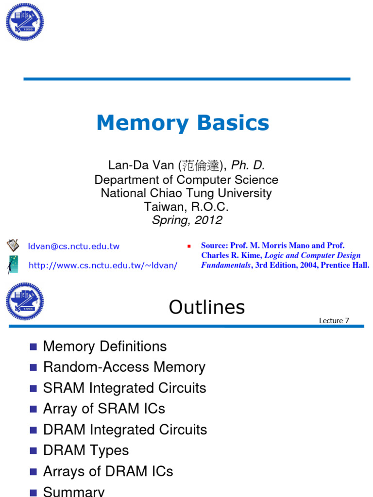 Dsd Lecture 07 Pdf Random Access Memory Dynamic Random Access Memory