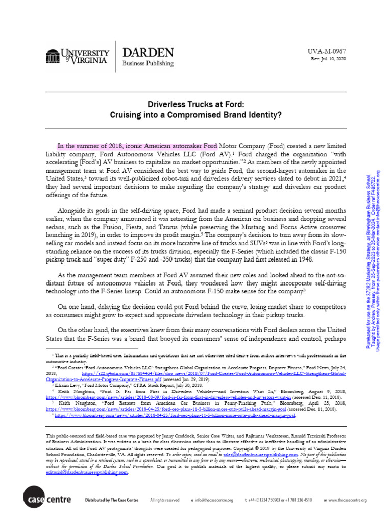 Ford Case Study | PDF | Ford F Series | Ford Motor Company