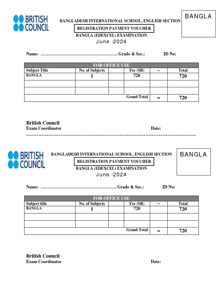 Edexcel IGCSE Bangla Registration Form June 2024 . | PDF | Vocational ...