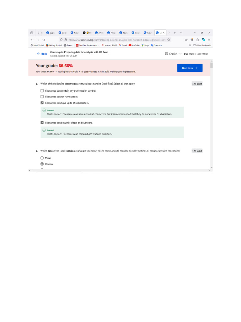 Course Quiz Dta Excel | PDF
