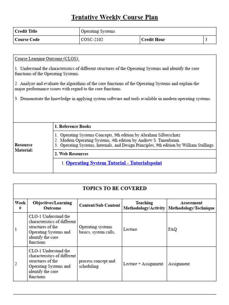COSC 2202 Operating Systems | PDF | Computer Science | Computing