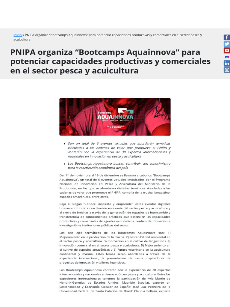 PNIPA Organiza "Bootcamps Aquainnova" para Potenciar Capacidades ...