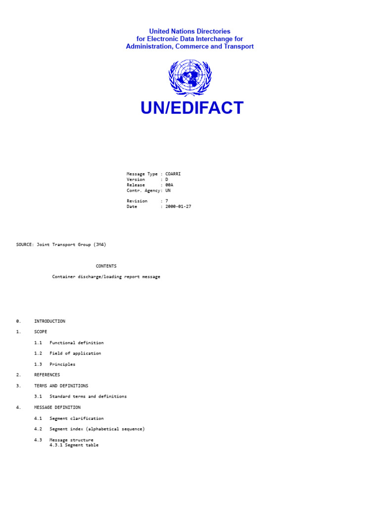 UN/EDIFACT COARRI Message Specification | PDF | Electronic Data ...