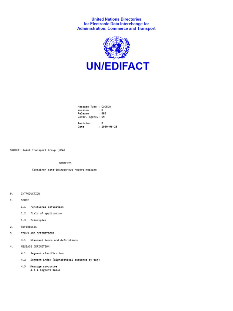 UN - EDIFACT Message CODECO Release - 00B | PDF | Dangerous Goods | Cargo