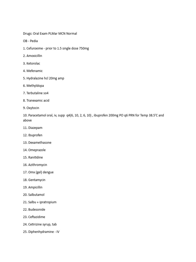 Drug Oral Exam PLMar MCN Normal | PDF | Medical Specialties | Drugs ...