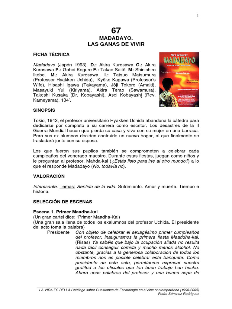 Madadayo Ficha | PDF