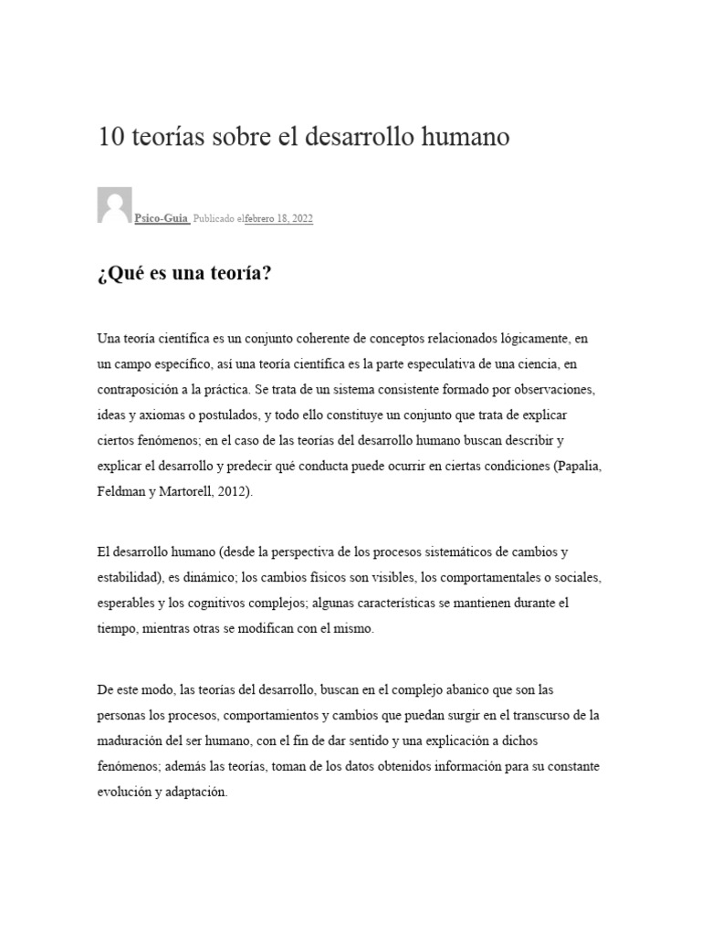 10 Teorías Sobre El Desarrollo Humano | PDF 10 Teorías Sobre El Desarrollo Humano | PDF