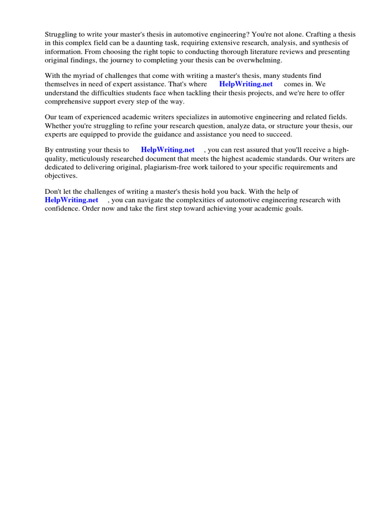 Master Thesis Topics in Automotive Engineering | PDF | Engineering | Thesis