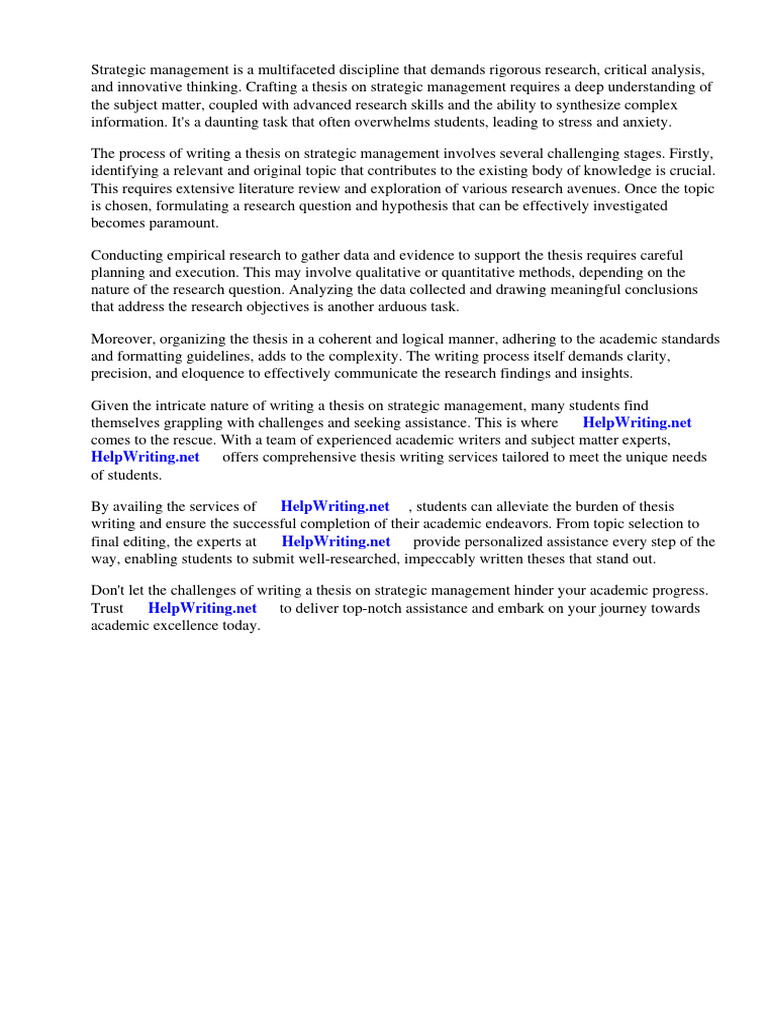 Thesis Topics Strategic Management | PDF | Strategic Management ...