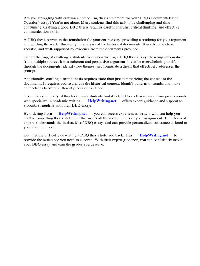 How to Make a Good Dbq Thesis | PDF | Essays | Thesis
