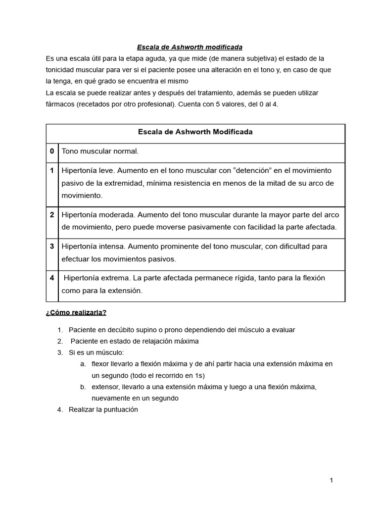 Escala de Ashworth Modificada | PDF