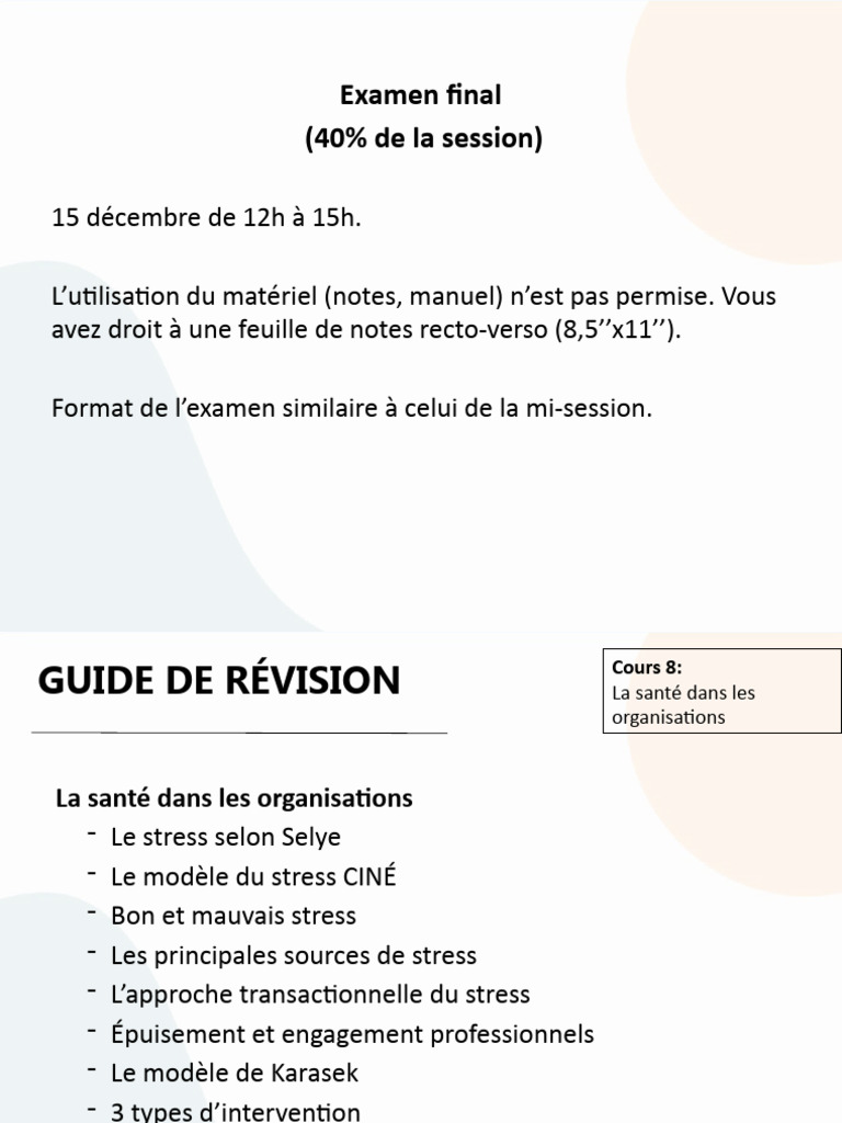 Guide de Révision: Examen Final | PDF | la communication | Direction