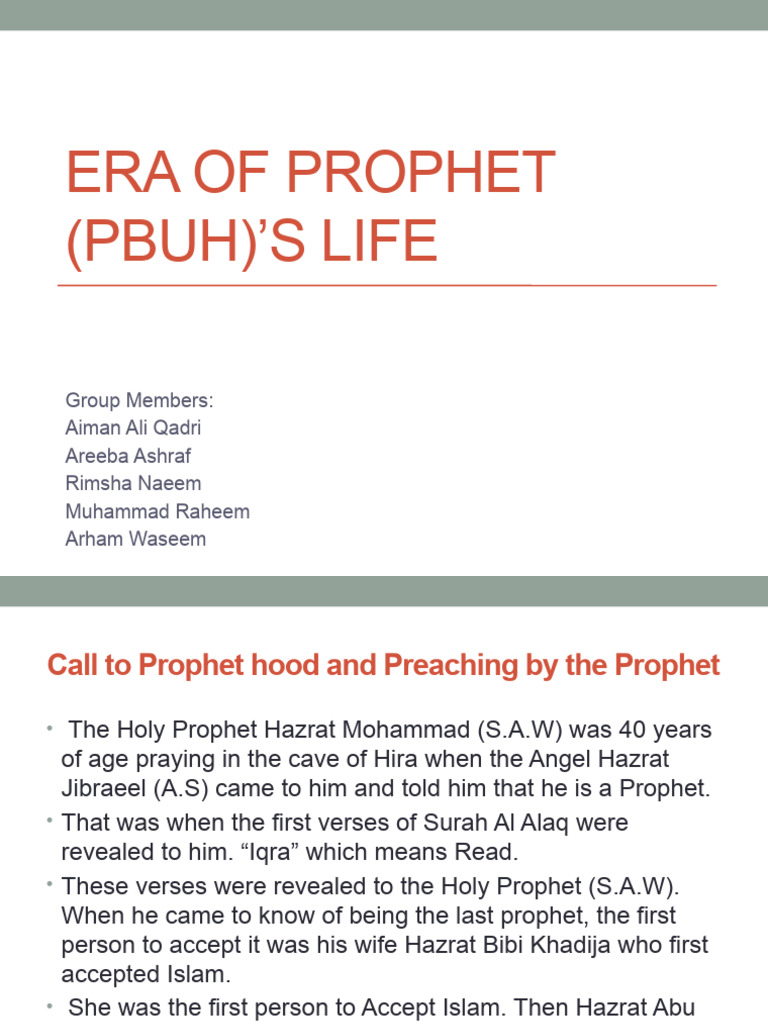 ERA OF PROPHET (PBUH) 'S LIFE (Raheem's | PDF | Muhammad | Prophets And ...