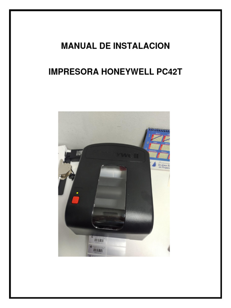 Manual de Instalacion Impresora Honeywell PC42t Plus | PDF | Impresora ...