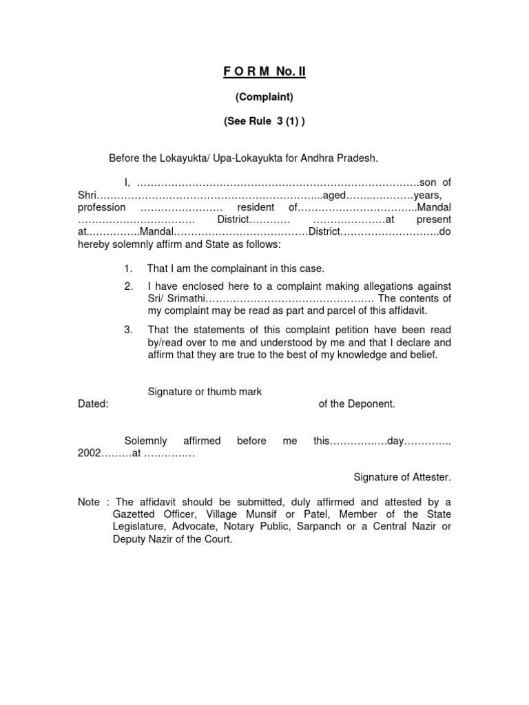 Complaint Before The Lokayukta - Upa-Lokayukta For Andhra Pradesh ... Complaint Before The Lokayukta - Upa-Lokayukta For Andhra Pradesh ...