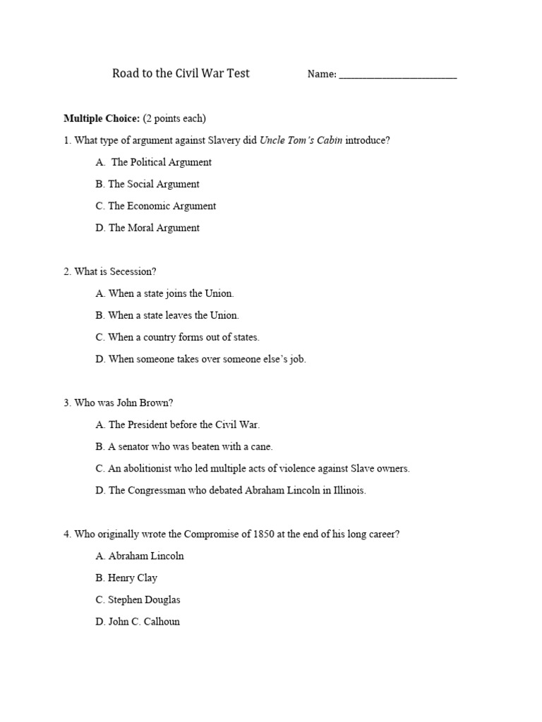 ST Antebellum Test 1 | Download Free PDF | Abolitionism In The United ...