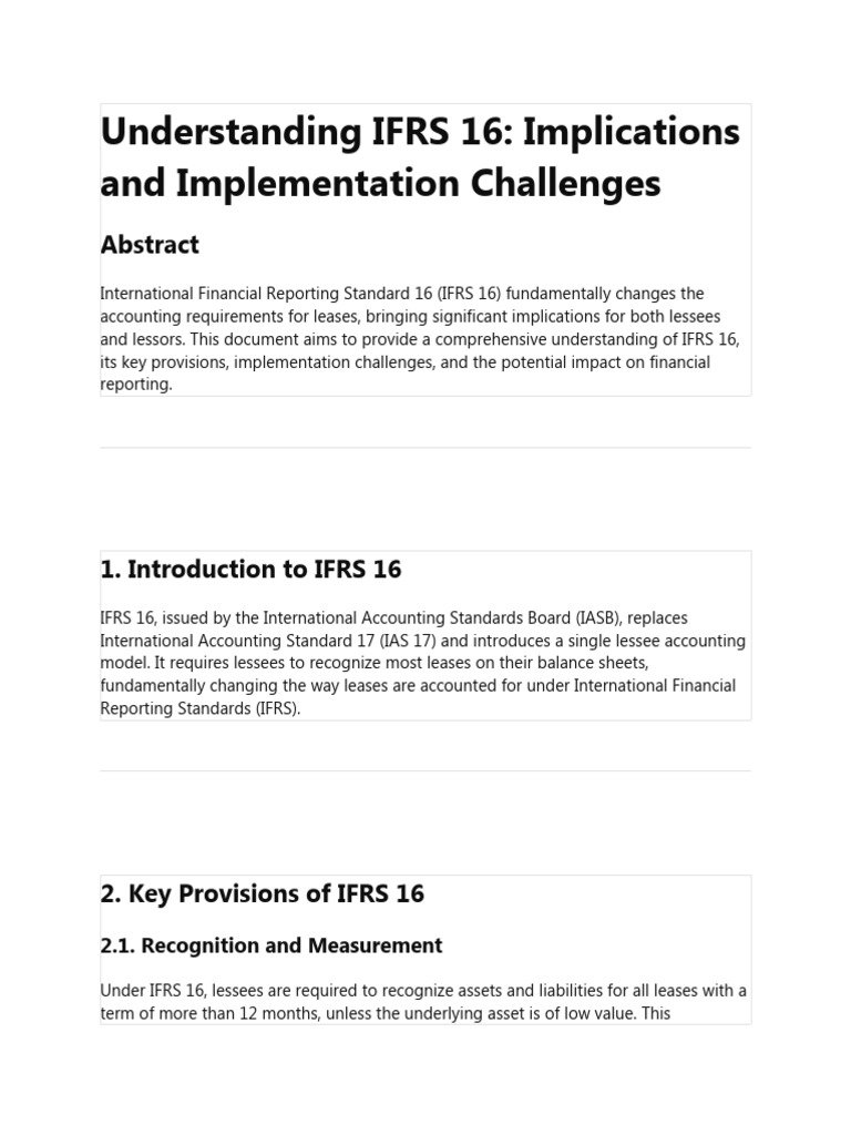 Understanding IFRS 16 | PDF | International Financial Reporting Standards | Corporations