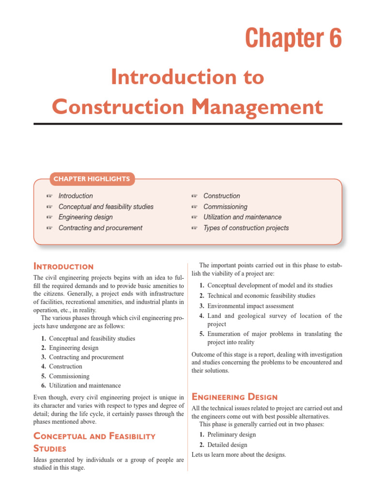 Introduction To Construction Management | PDF | Engineering Design ...