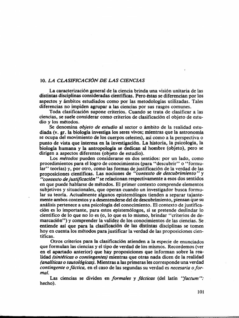 Diaz - Heler - Clasificación de Las Ciencias PP 101-104 | PDF | Verdad ...