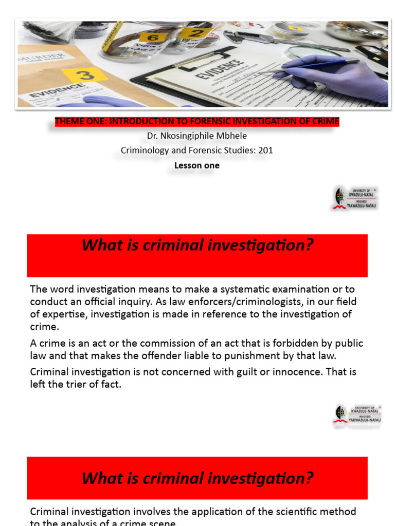 Theme 1 Lesson One | PDF | Police | Forensic Science