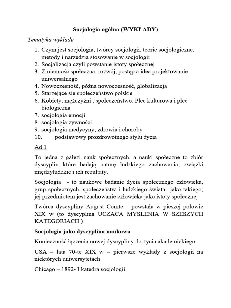 Socjologia Ogólna 4.10.2023 | PDF